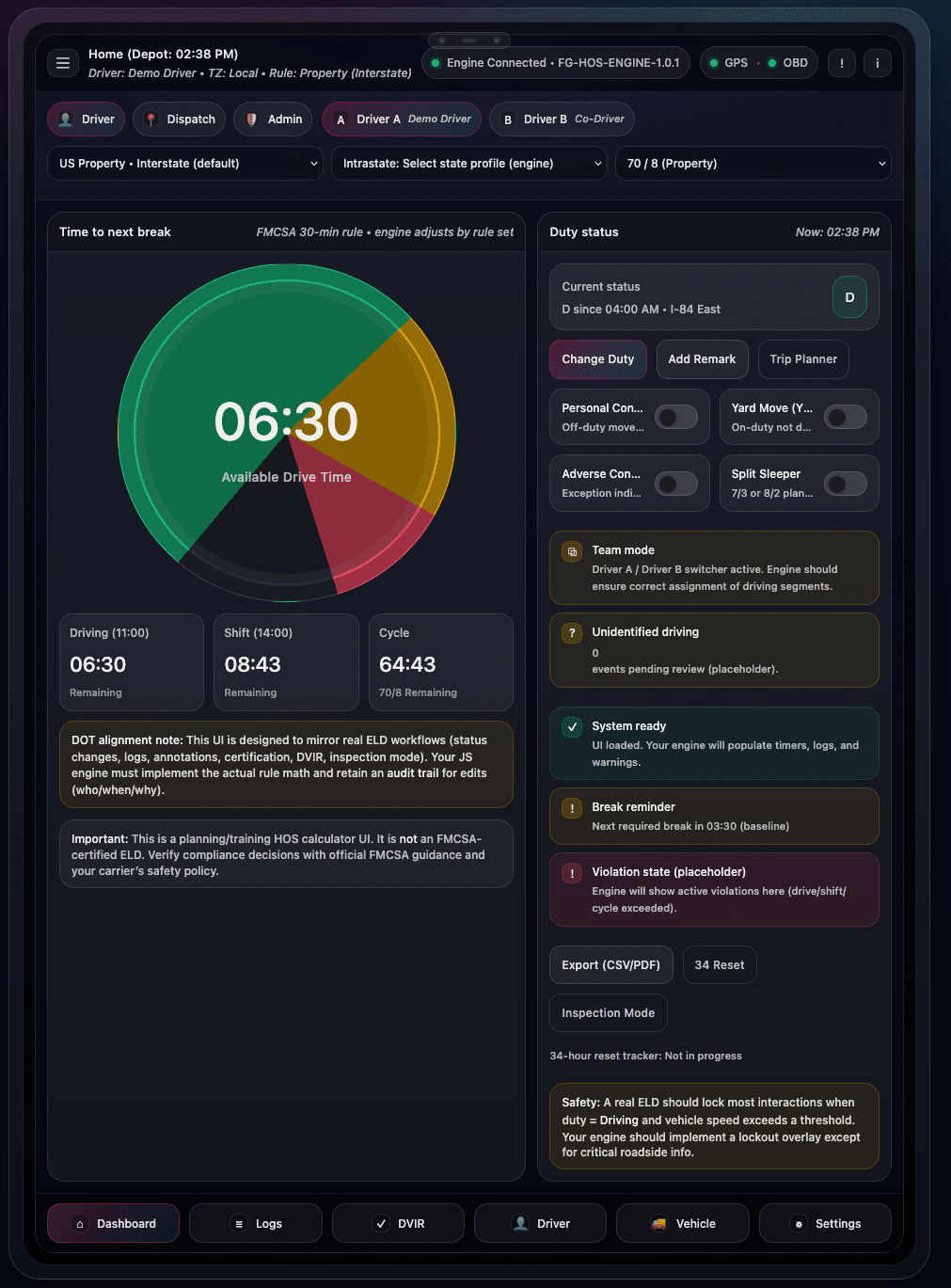 Freight Girlz DOT Hours of Service Calculator (2026) – Free, No Login